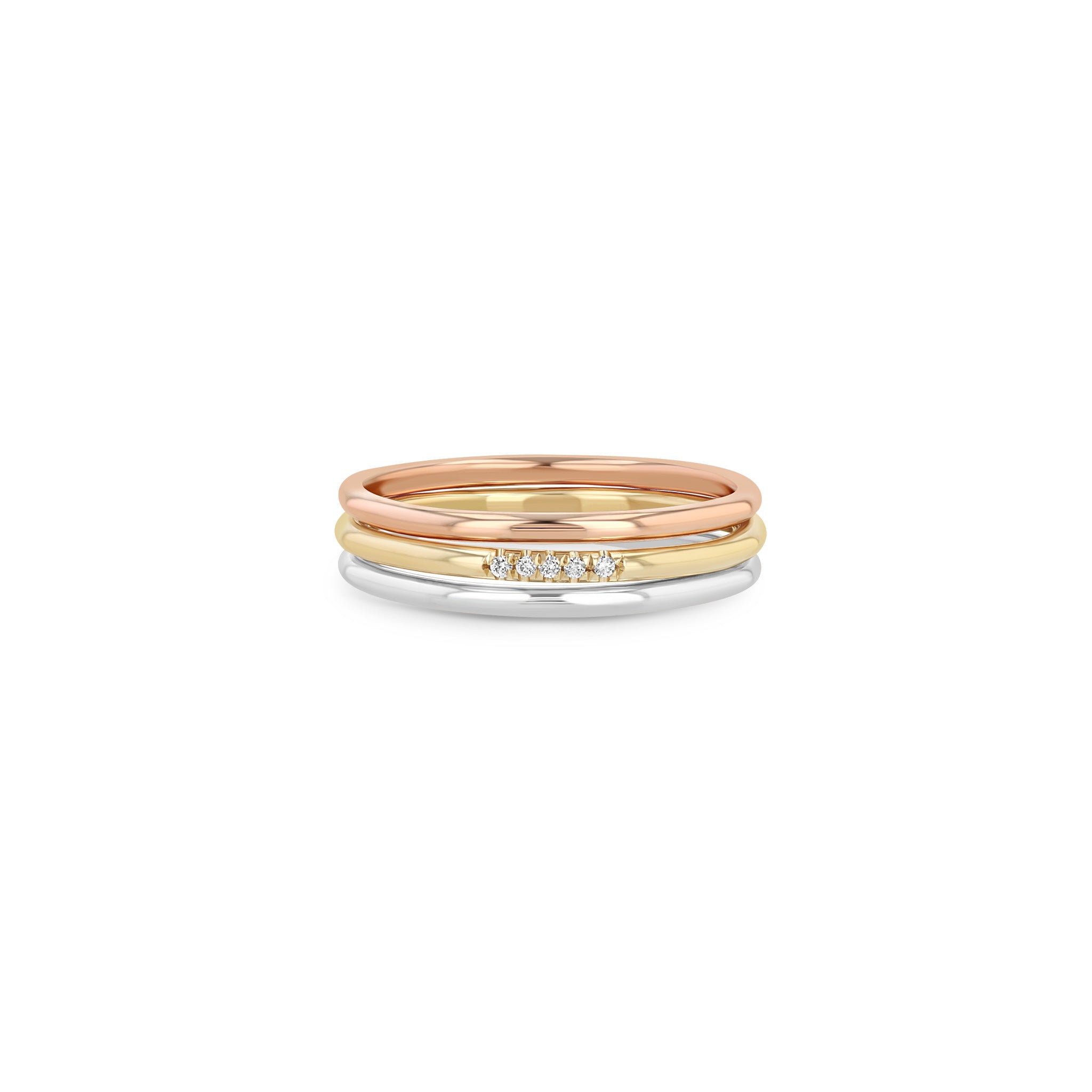 Set of 3 Zoë Chicco 14k Gold & 5 Pavé Diamond Rings – ZOË CHICCO