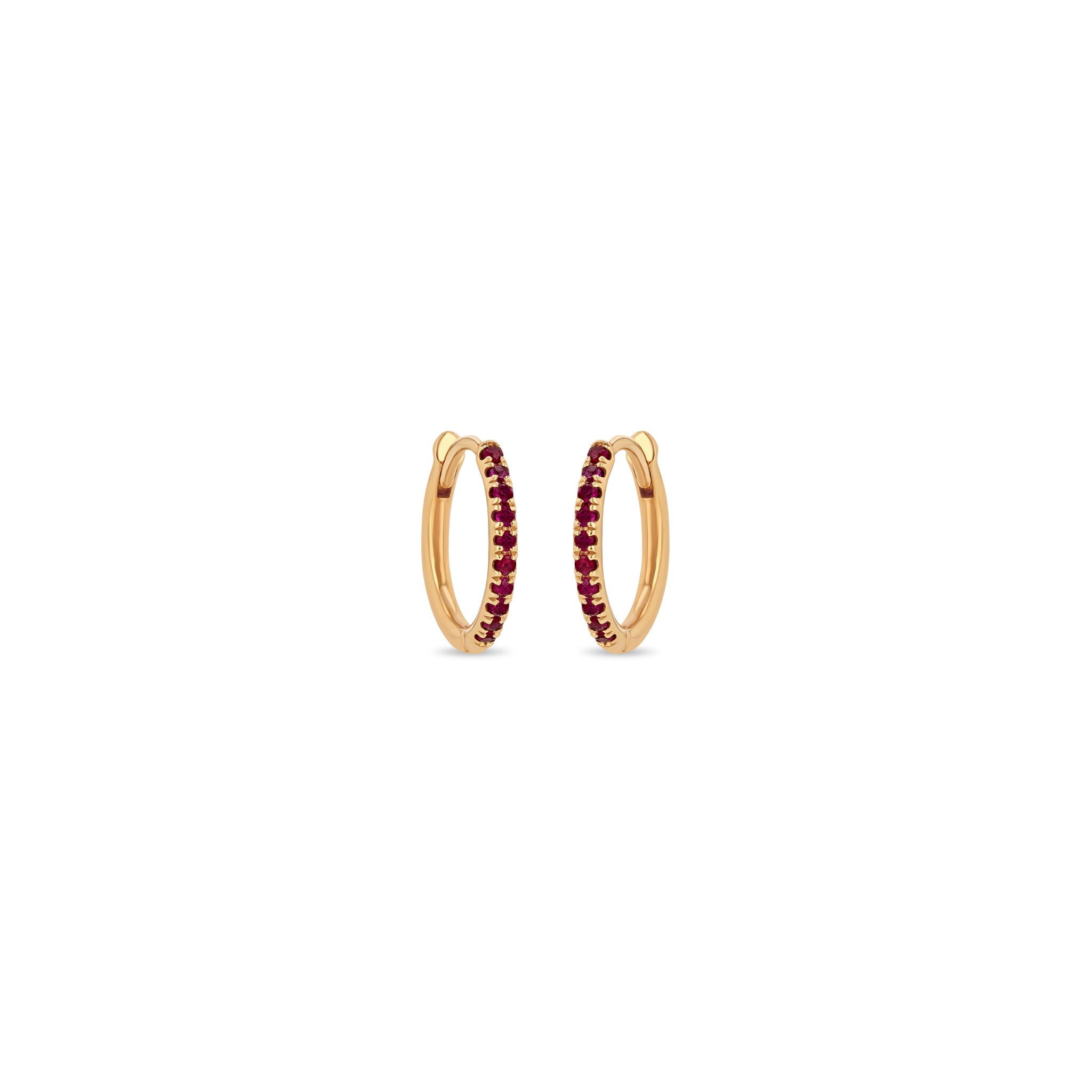Zoë Chicco 14k Gold Pavé Ruby Hinge Huggie Hoop Earrings – ZOË CHICCO