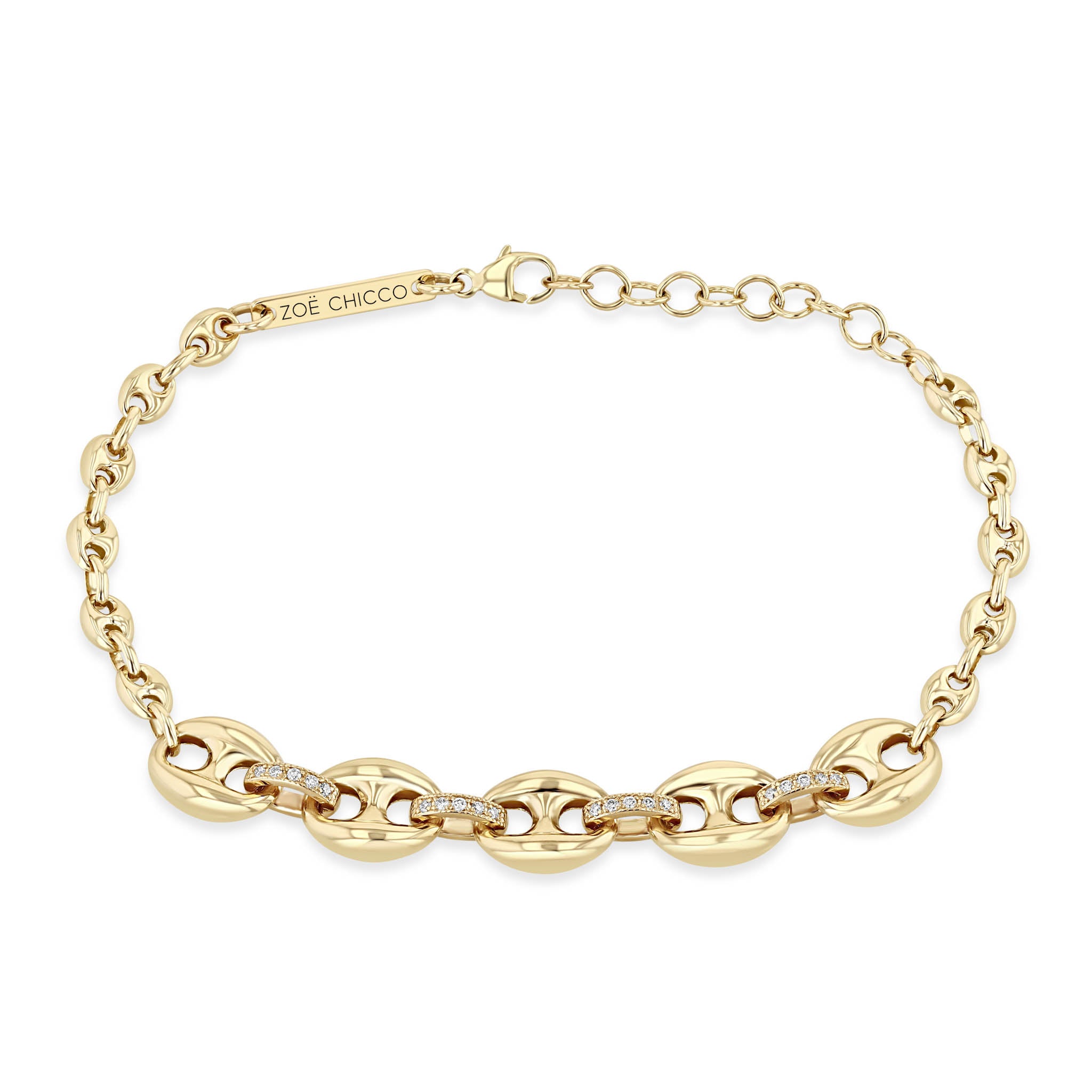 Zoë Chicco 14k Gold Mixed Small & Large Mariner Chain with Diamond ...