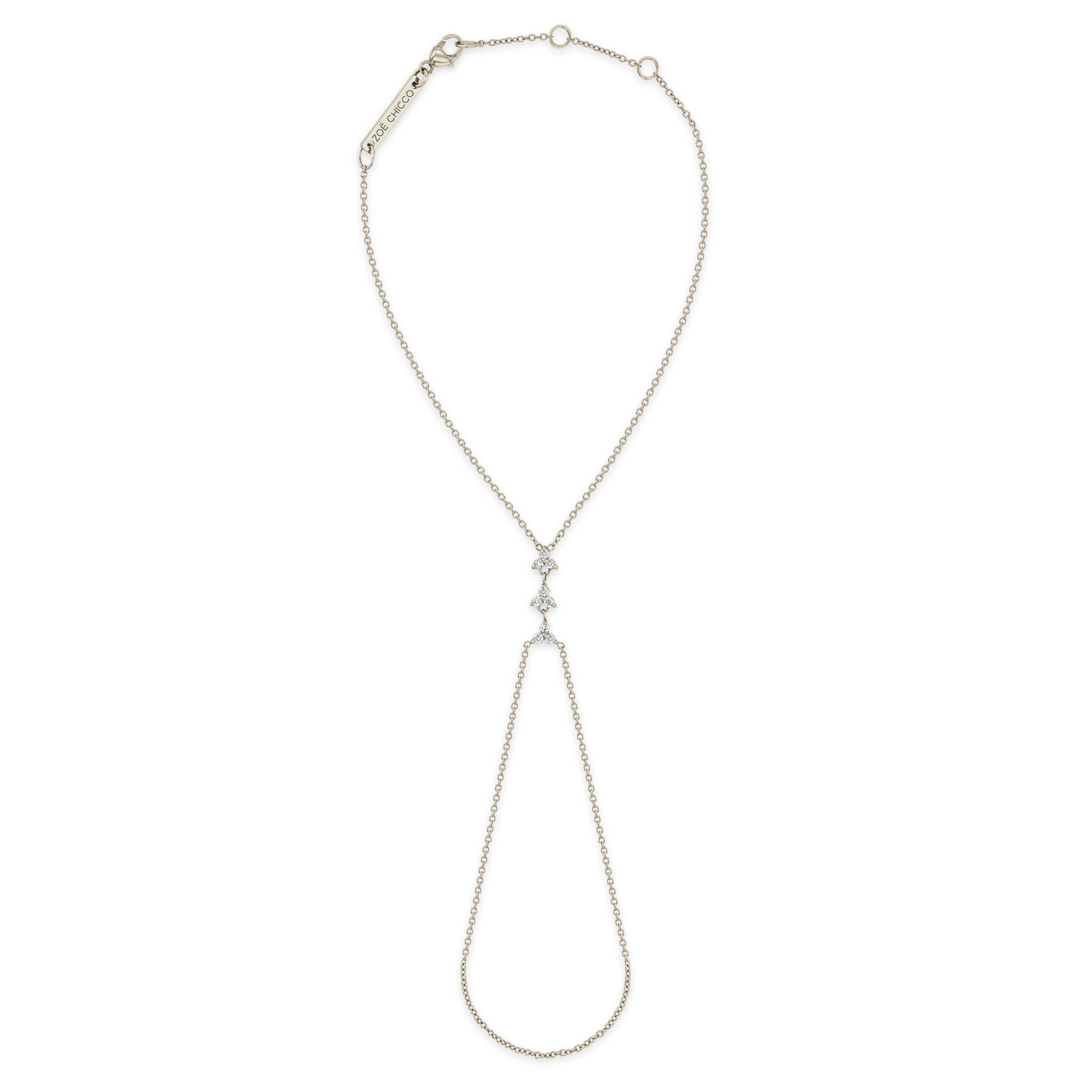 Zoë Chicco 14k Gold 3 Small Prong Diamond Trio Hand Chain – ZOË CHICCO