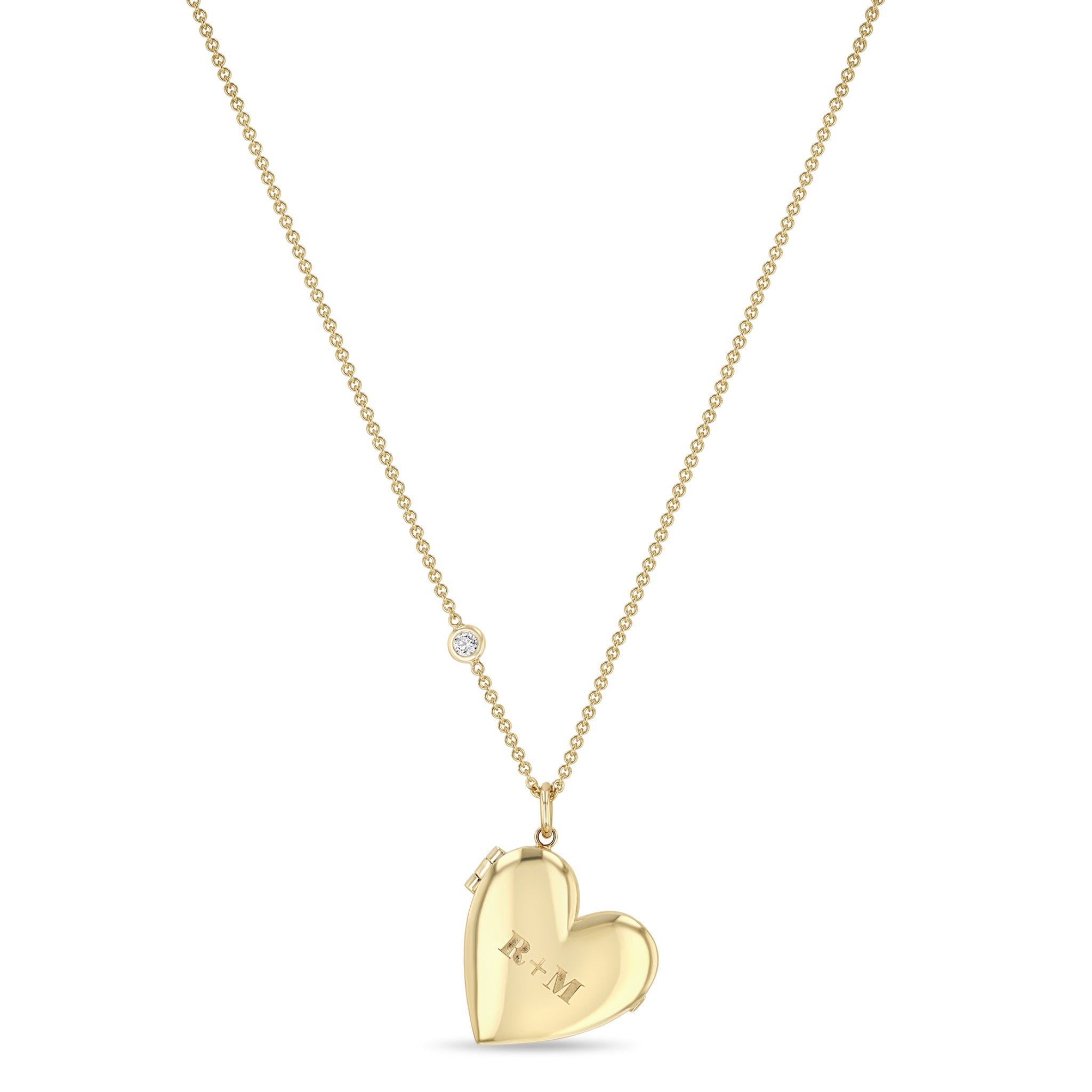 Zoë Chicco 14k Gold 2 Initial Letters Heart Locket Necklace – ZOË CHICCO