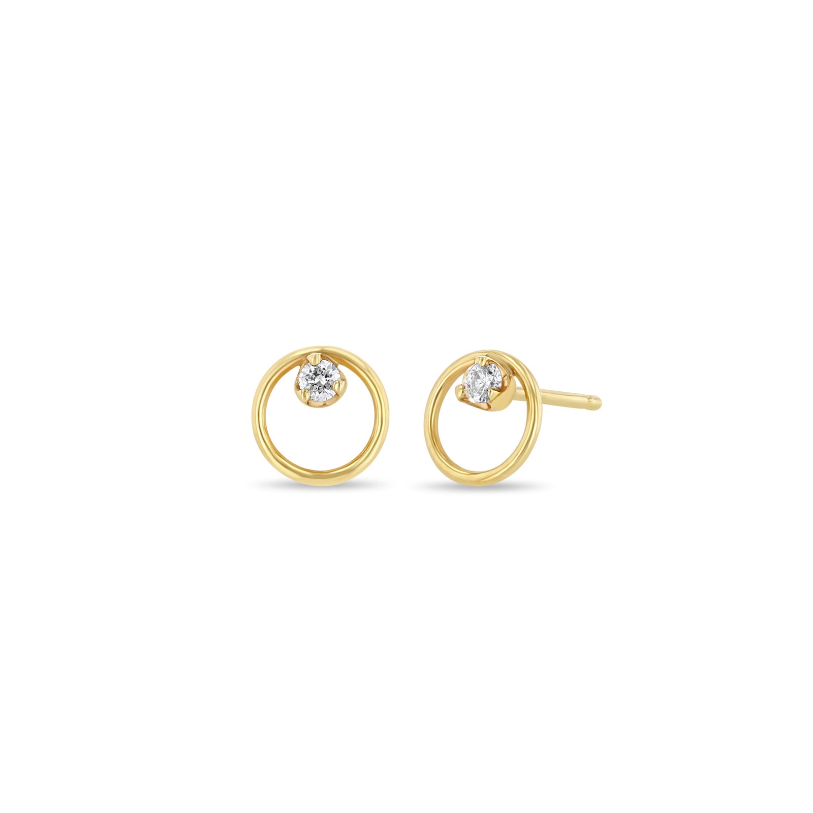 Zoe Chicco 14k Gold Small Circle Prong Diamond Stud Earrings ZOE CHICCO