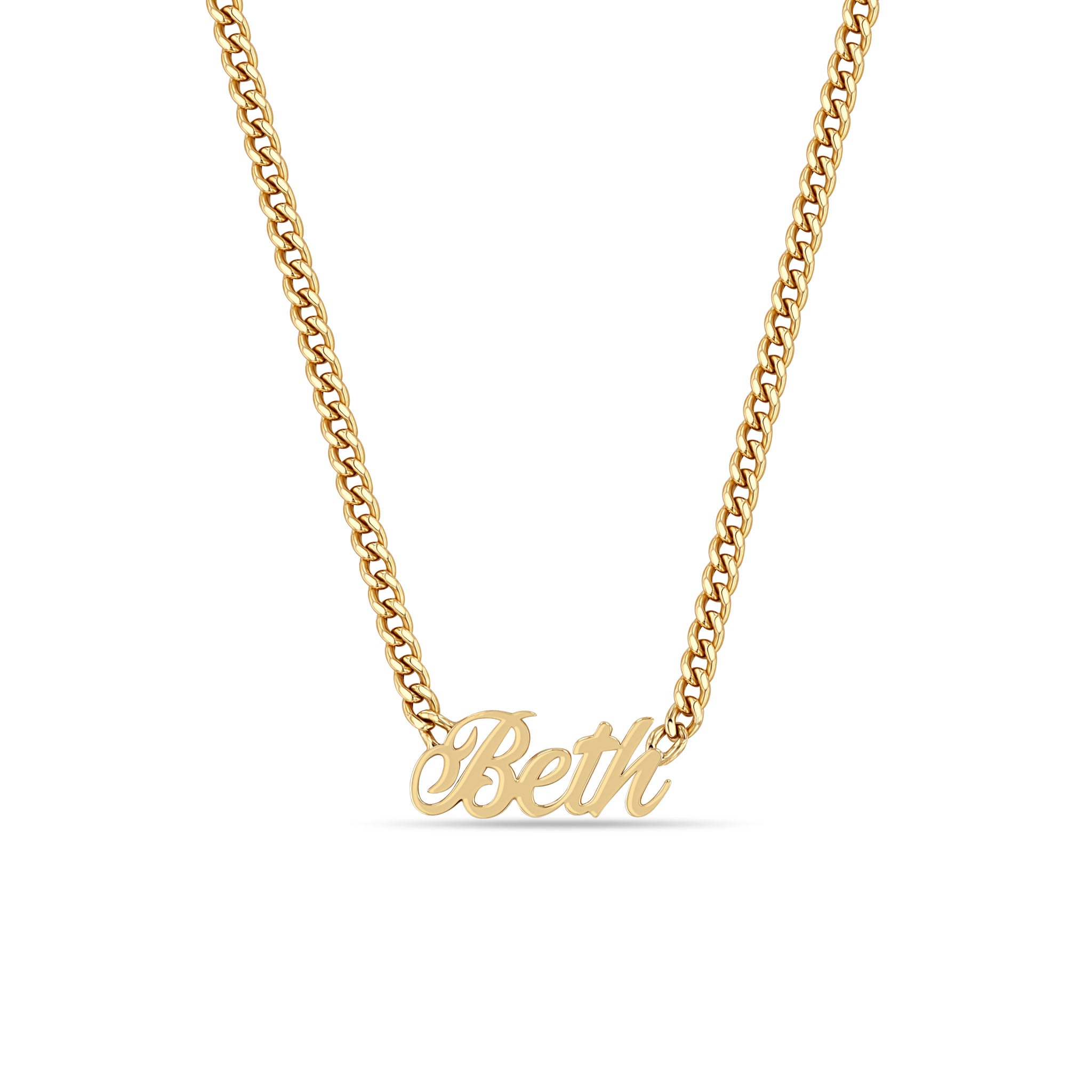 Zoë Chicco 14k Gold Script Letter Custom Name Curb Chain Necklace – ZOË ...