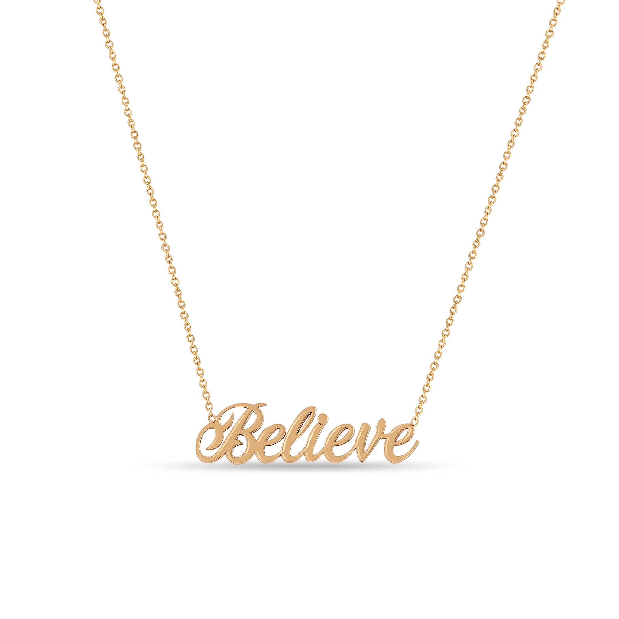 Zoë Chicco 14k Gold Script Letter "Believe" Necklace – ZOË CHICCO